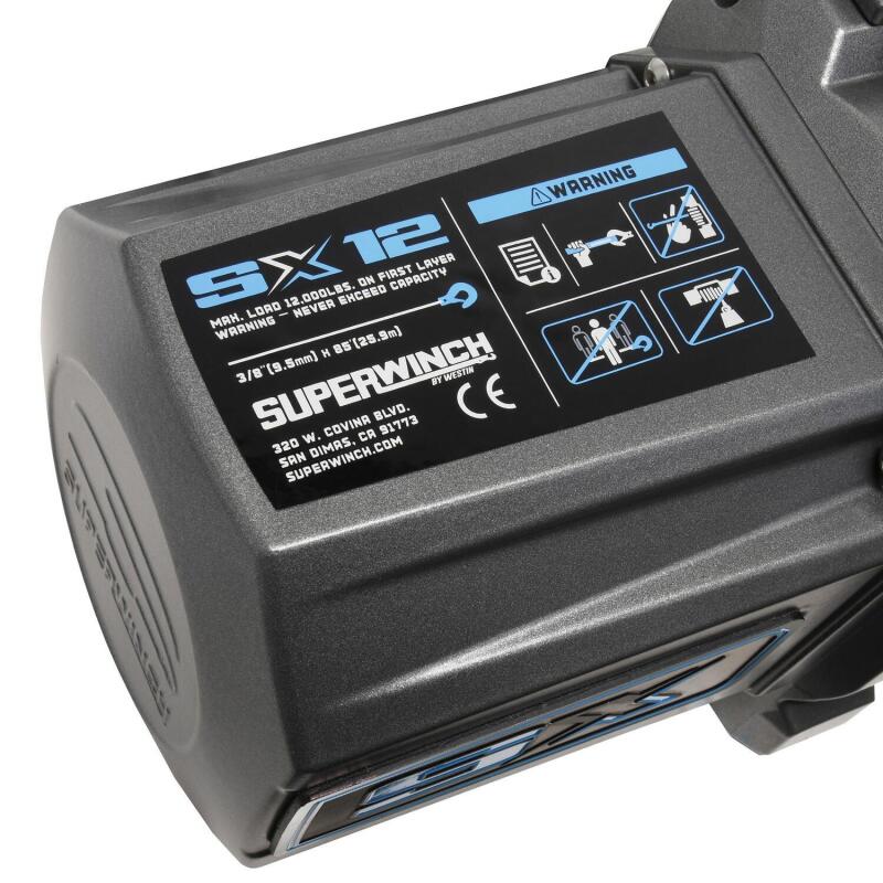 Superwinch 12000 LBS 12V DC 3/8in x 85ft Wire Rope SX 12000 Winch - Gr ...